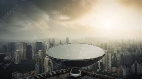 무료 도시 풍경에 대한 3d 렌더링의 뛰어난 시각적 위성 접시 Ppt 배경 Slidesdocs