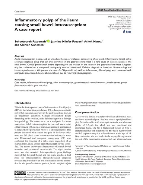 Pdf Inflammatory Polyp Of The Ileum Causing Small Bowel Intussusception A Case Report