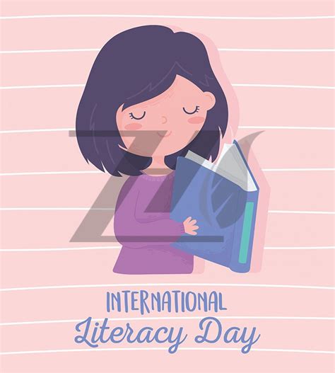 دانلود وکتور پس زمینه راه راه دختر ناز در حال خواندن کتاب روز جهانی