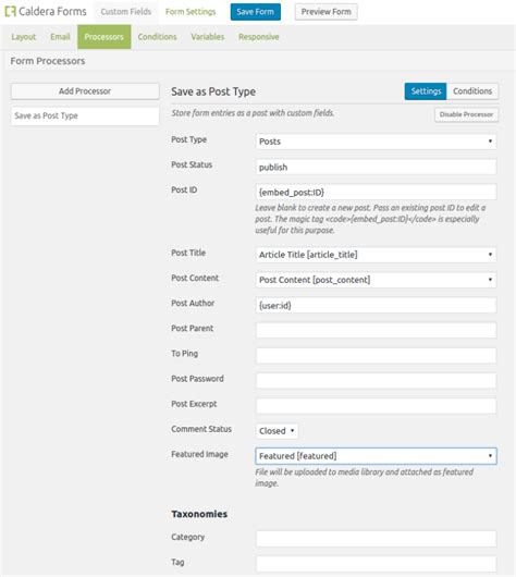 custom fields wordpress form builder caldera forms