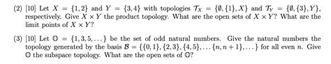 solved 2 10 let x {1 2} and y {3 4} with topologies