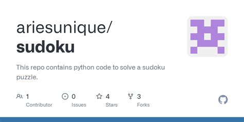 GitHub Ariesunique Sudoku This Repo Contains Python Code To Solve A Sudoku Puzzle