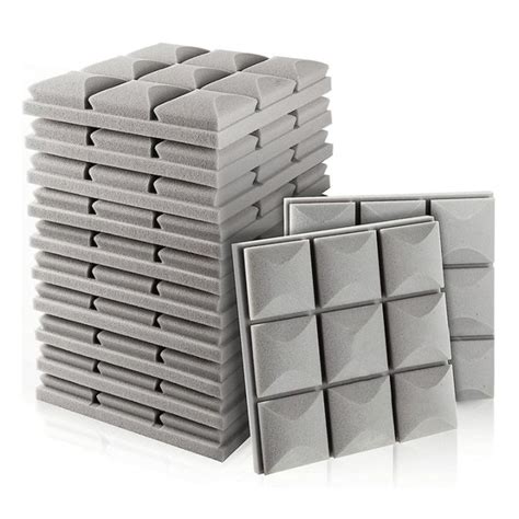 12 Piece Soundproofing Foam Panels Gray Polyurethane Non Adhesive