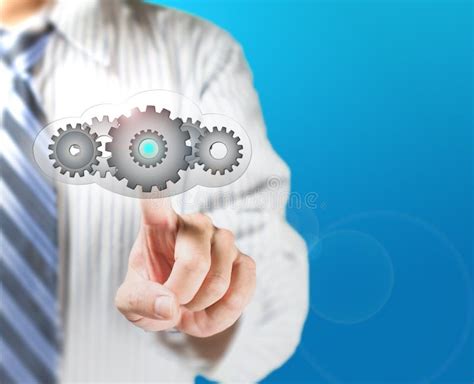 Cloud Computing Service Concept Business Man Touch Cloud Computing Server Stock Image Image