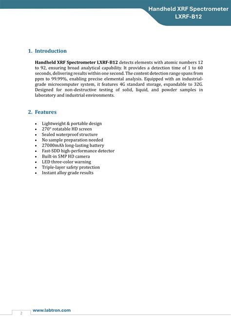 Handheld Xrf Spectrometer Lxrf B12 Operating Manual Labtron