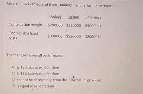 Solved Given Below Is An Excerpt From A Management
