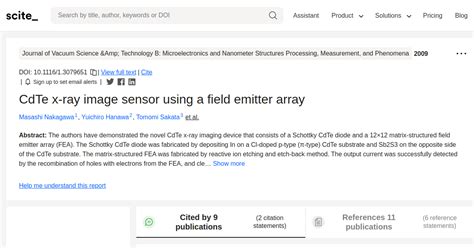 [citation Report] Cdte X Ray Image Sensor Using A Field Emitter Array