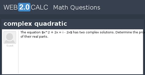 View Question Complex Quadratic