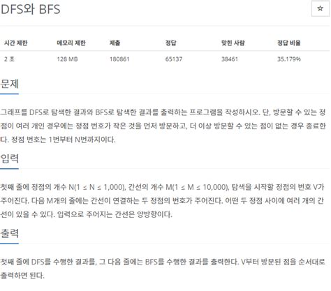 백준 1260 bfs와 dfs 뼈대문제 graph 만들기 스택과 deque