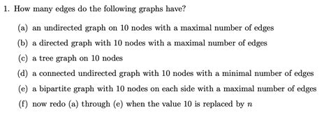 solved 1 how many edges do the following graphs have a