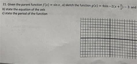Solved 21 Given The Parent Function F X Sinx A Sketch Chegg Com