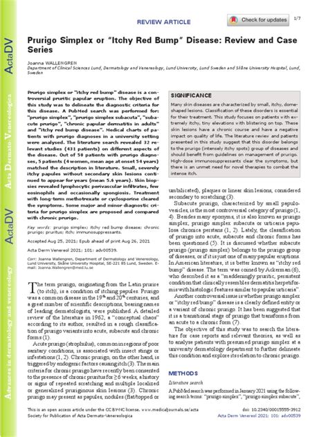 Prurigo Simplex Or Itchy Red Bumps Pdf Dermatitis Diseases And