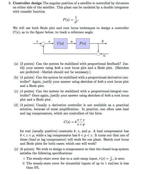Solved Controller Design The Angular Position Of A Chegg Com