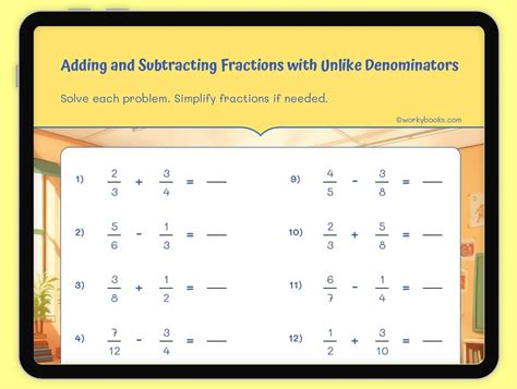 Adding Subtracting Fractions With Unlike Denominators 2 Worksheet 5nfb5b 1 Workybooks
