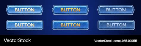 Medieval Ui Game Scratched Button Silver Frame Vector Image