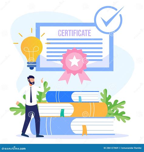 Illustration Vector Graphic Cartoon Character Of Certificate Document For Achievement Stock