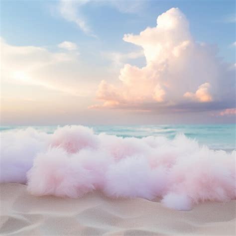 Premium Photo Pink Cotton Candy Clouds On Beach At Sunset
