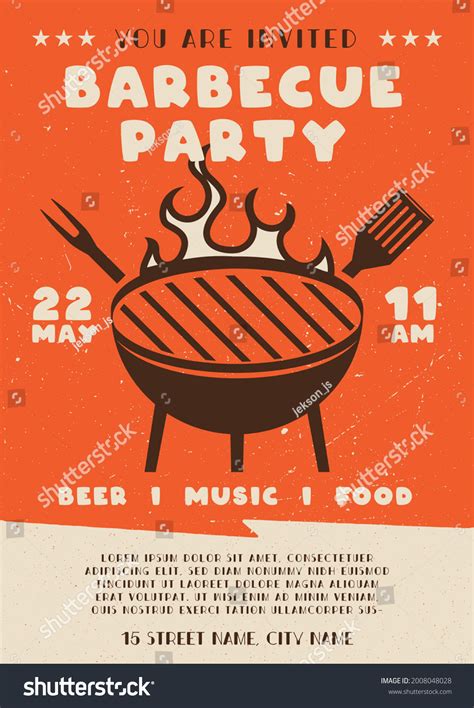 바비큐 파티 안내물bbq 포스터 템플릿 디자인여름 스톡 일러스트 2008048028 Shutterstock