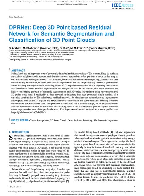 pdf dprnet deep 3d point based residual network for semantic