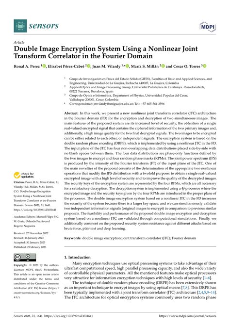 pdf double image encryption system using a nonlinear joint transform correlator in the fourier