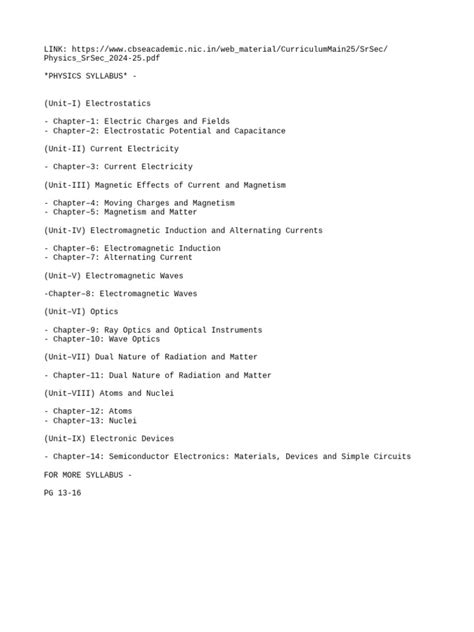 Physics Syllabus Pdf