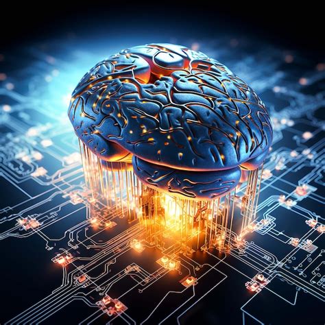 Premium Ai Image Glowing Circuit Board Complex Cyborg Brain Design Generated By Ai