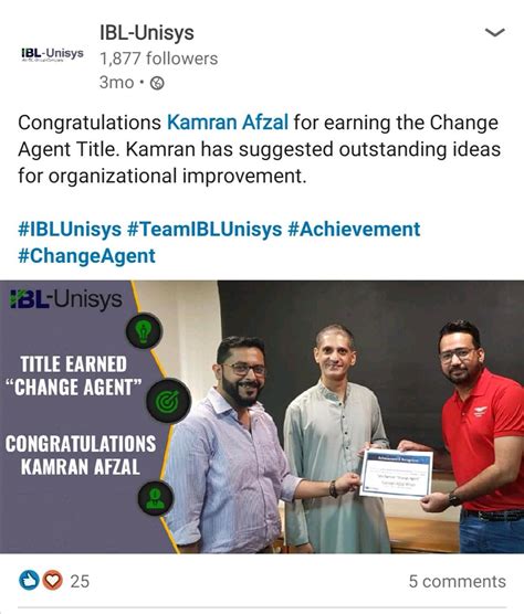 kamran afzal on linkedin thankyouiblunisys appreciationpost