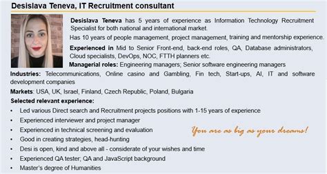 Desislava Teneva On Linkedin Representing My Main Experience