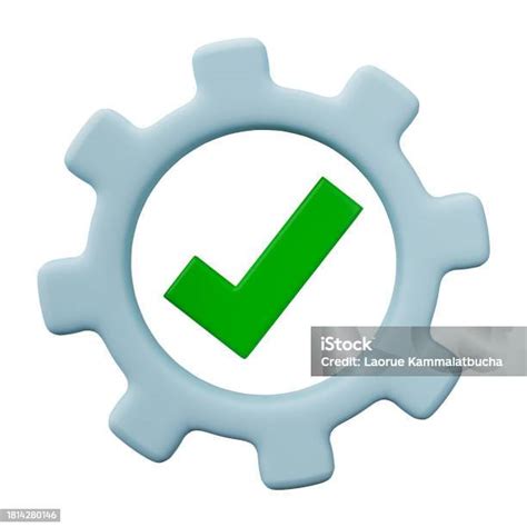 확인 표시 기호 및 톱니바퀴 아이콘 투명한 배경에 고립되어 있습니다 3d 렌더링 그림입니다 3차원 형태에 대한 스톡 사진 및 기타 이미지 Istock