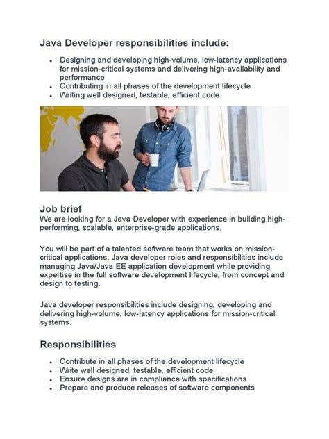 Java Developer Responsibilities Includ3 Pdf Java Developer Responsibilities Includ3 Pdf