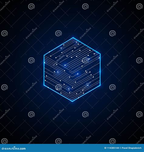 Cubic Blue Microcircuit Stock Illustration Illustration Of Vector 114385144