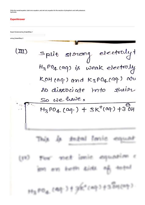 Solution Solution For Write The Overall Equation Total Ionic Equation And Net Ionic Equation
