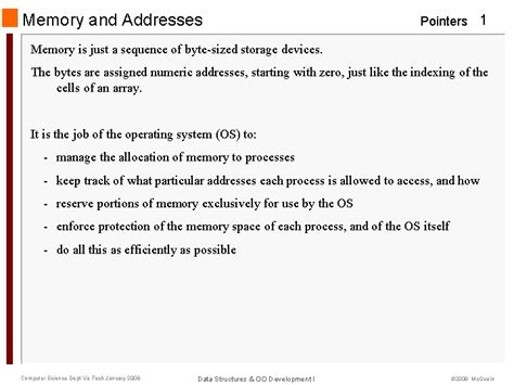Memory And Addresses Pointers 1 Memory Is Just