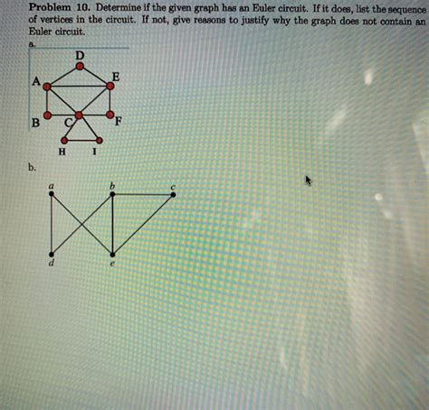 Solved Determine If The Given Graph Has An Euler Circuit If Chegg Com