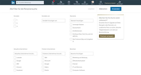 linkedin kontakte filter suche punktzehn content marketing