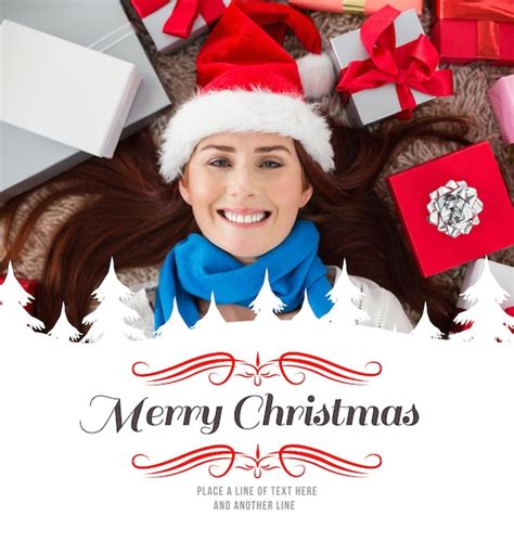 Premium Photo Composite Image Of Festive Redhead Smiling At Camera