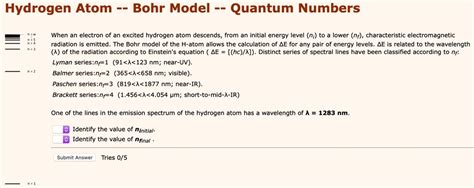 Hydrogen Atom Bohr Model Ba Quantum Numbers When An Electron Of An