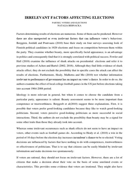 Irrelevant Factors Pdf Elections Voting