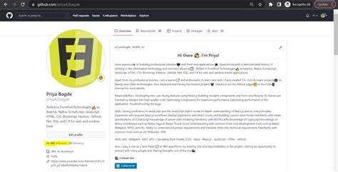 Priya Bagde ⭐ On Linkedin Github Javascript Typescript Reactjs