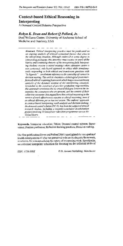 Pdf Context Based Ethical Reasoning In Interpreting A Demand Control Schema Perspective