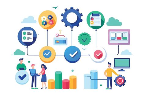 Illustration Of A Business Process Optimization And Automation Workflow