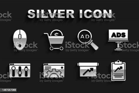 Set Browser Setting Advertising Clipboard With Graph Chart Board Computer Mouse And Shopping