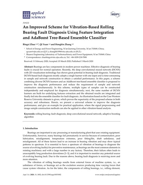 Pdf An Improved Scheme For Vibration Based Rolling Bearing Fault Diagnosis Using Feature