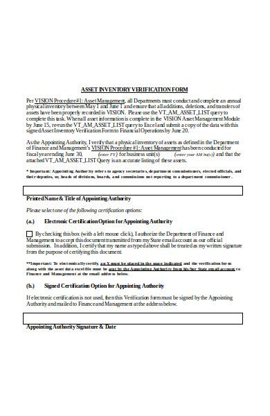 Free 10 Asset Verification Forms In Pdf Ms Word Free 10 Asset Verification Forms In Pdf Ms Word