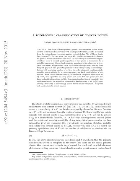Pdf A Topological Classification Of Convex Bodies