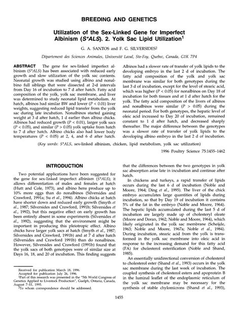 Pdf Utilization Of The Sex Linked Gene For Imperfect Albinism Sals