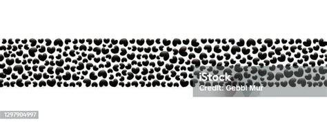 그림자가 있는 하트 원활한 수평 테두리 벡터 패턴을 반복합니다 격리 된 무색 배경 발렌타인 검은 마음의 끝없는 장식 2월에 대한 스톡 벡터 아트 및 기타 이미지 Istock