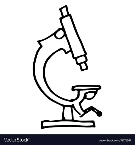 Hand Drawn Microscope Doodle Icon Isolated On Vector Image