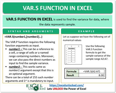 VAR S Function In Excel Variance Of Sample Excel Unlocked