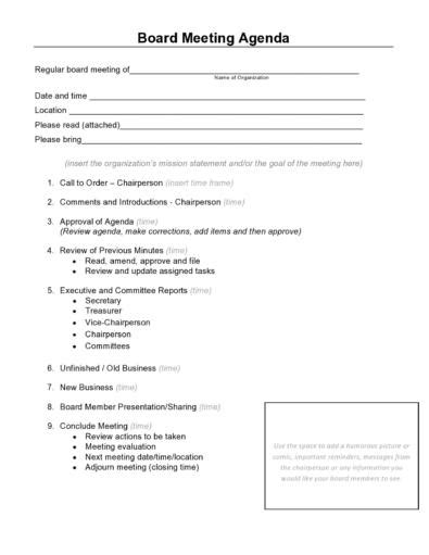 40 Board Meeting Agenda Templates 100 Free Templatelab